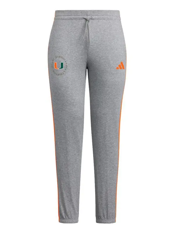 Adidas Miami Hurricanes Essentials 3-stripes Pant - Medium Grey Heather / Collegiate Orange / Ncaa-mia