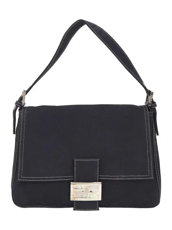 Fendi Denim Mama Baguette Shoulder Bag - Blue