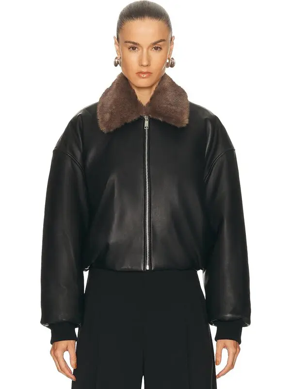 EAVES Norna Leather Bomber Jacket - Black