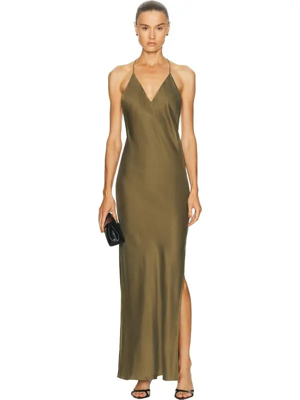 EAVES Lydia Silk Maxi Dress - Capers