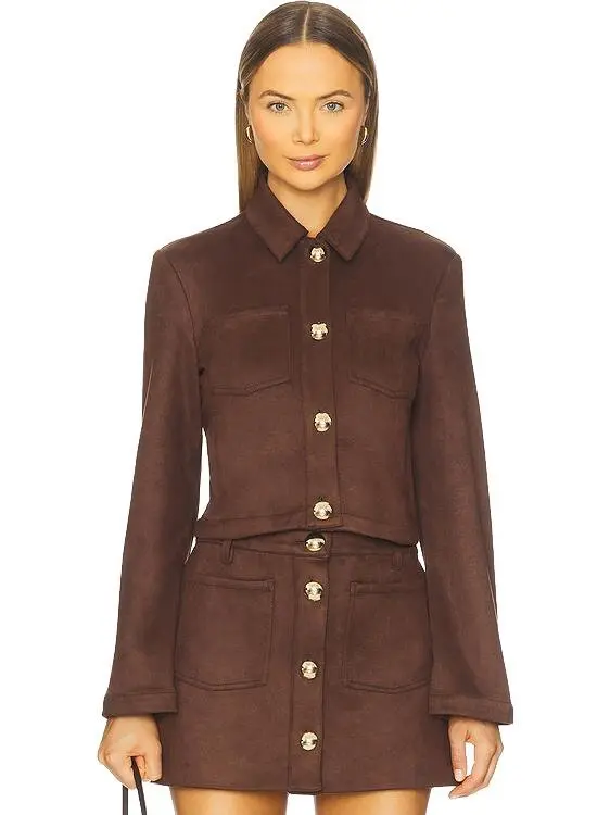 Bardot Lorenzo Faux Suede Shirt - Chocolate