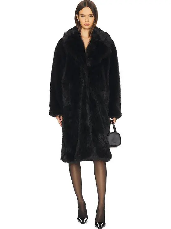 Steve Madden Larkin Faux Fur Coat - Black