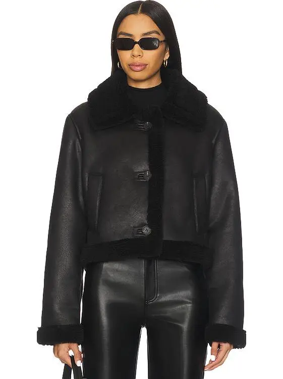 MORE TO COME Cyrilla Faux Leather Jacket - Black