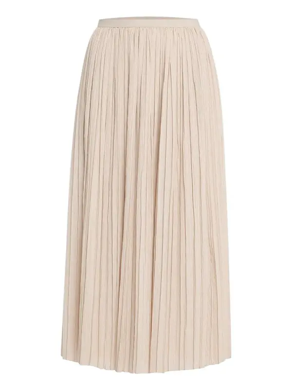 Max Mara Cral Pleated Cotton Midi Skirt - Beige