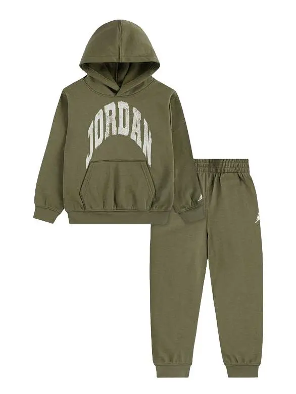 JORDAN Kid's Fleece Hoodie And Joggers Set - Medium Olive