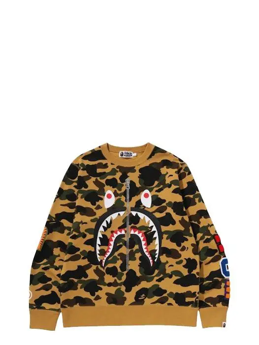 BAPE 1st Camo Shark Crewneck Sweatshirt - Yellow