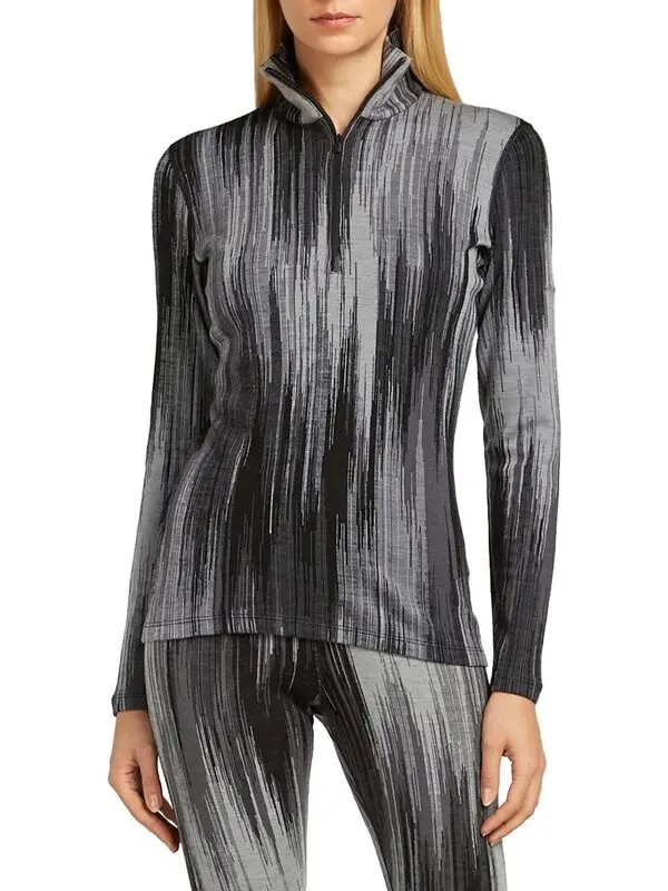 Icebreaker 260 Vertex Merino Wool Half Zip Pullover - Black/snow/obsidian