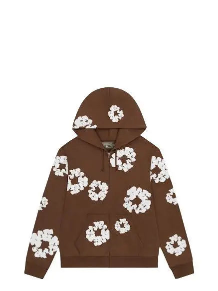 DENIM TEARS Cotton Wreath Zip Hoodie - Brown