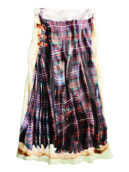 H&m X Glenn Martens Printed Satin Skirt - Red/plaid