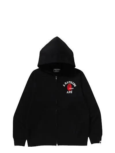 BAPE College One Point Embroidery Zip Hoodie - Black