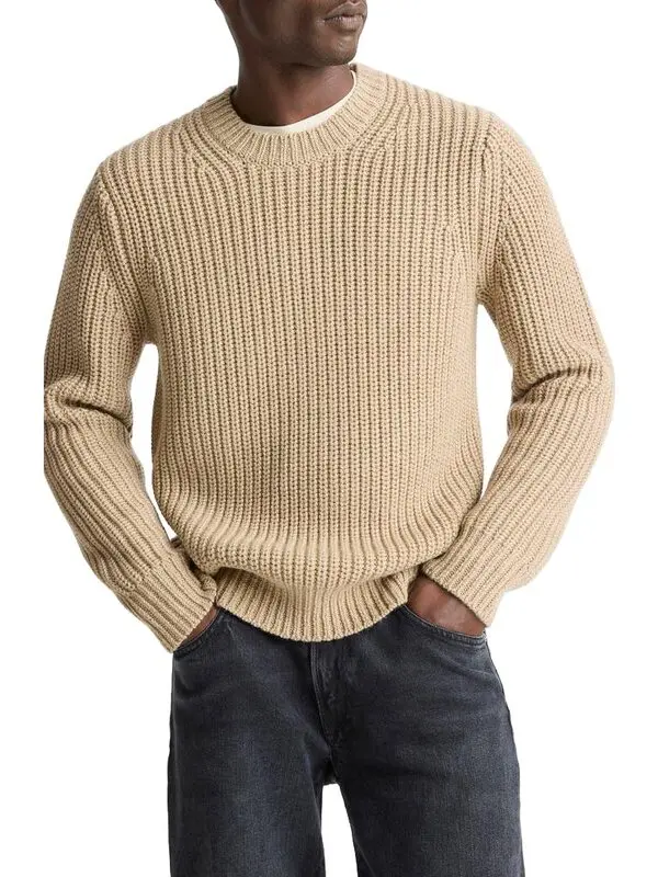 Vince Shaker Stitch Merino Wool Crewneck Sweater - River Sand