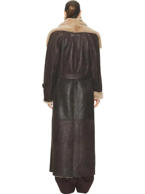 KAREN ARCANJO Tyben Shearling Coat - Brown