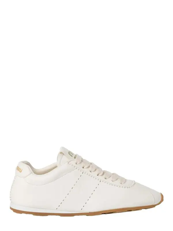 Miu Miu Plume Lace Up Sneakers - Beige