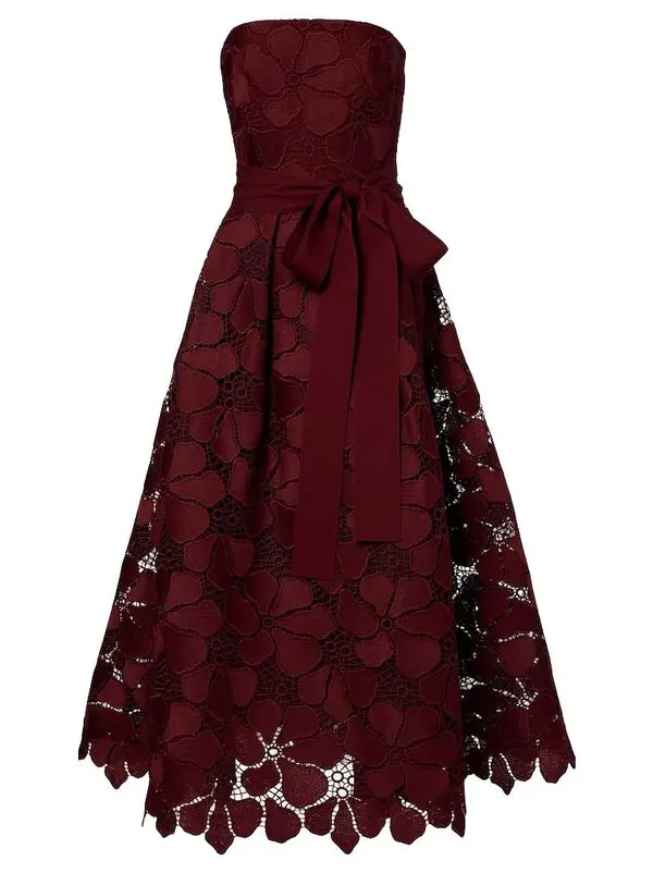 Elie Saab Silk-blend Guipure Lace Cocktail Dress - Burgundy
