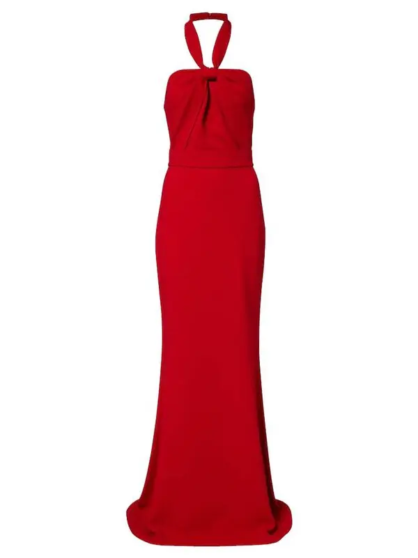 Elie Saab Draped Halterneck Gown - Red