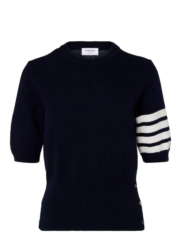Thom Browne 4-bar Knitted Virgin Wool Sweater - Blue