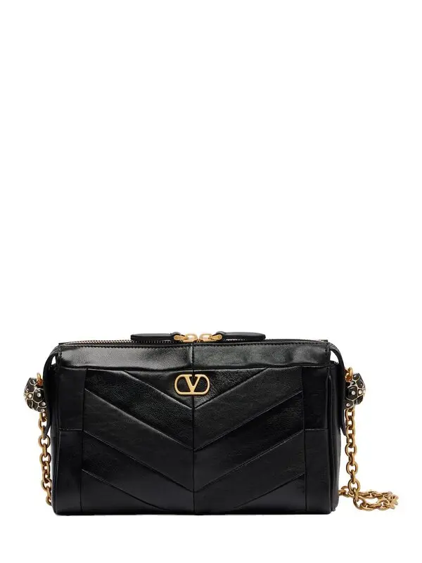 Valentino Garavani Panthea Small Leather Crossbody Bag - Black