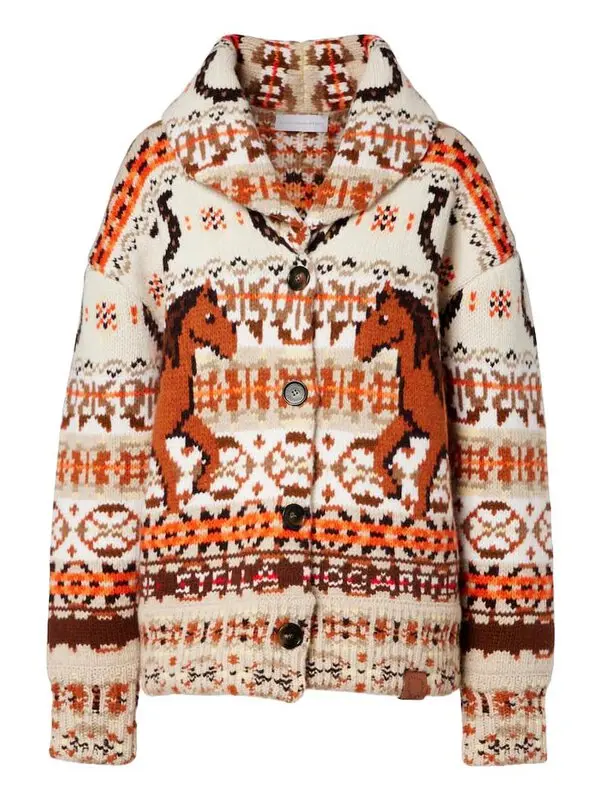 Stella McCartney Intarsia Oversized Virgin Wool Cardigan - Multicoloured