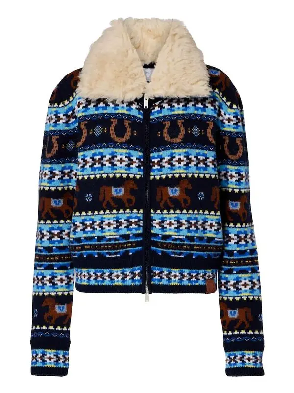 Stella McCartney Intarsia Virgin Wool Zip-up Cardigan - Multicoloured
