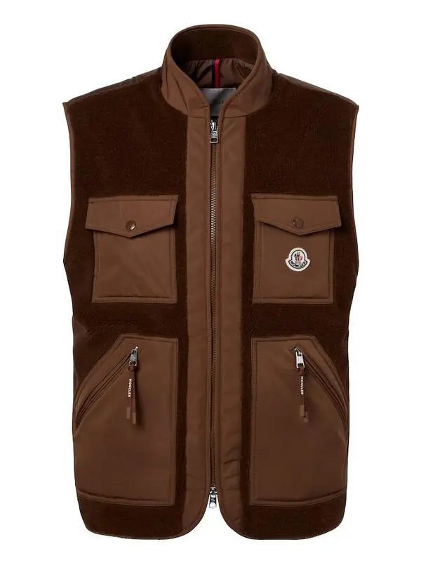 Moncler Karakai Fleece-paneled Down Vest - Brown