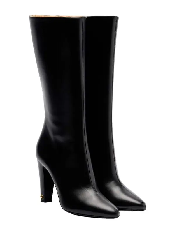 Valentino Garavani Hotty 100 Leather Knee-high Boots - Black