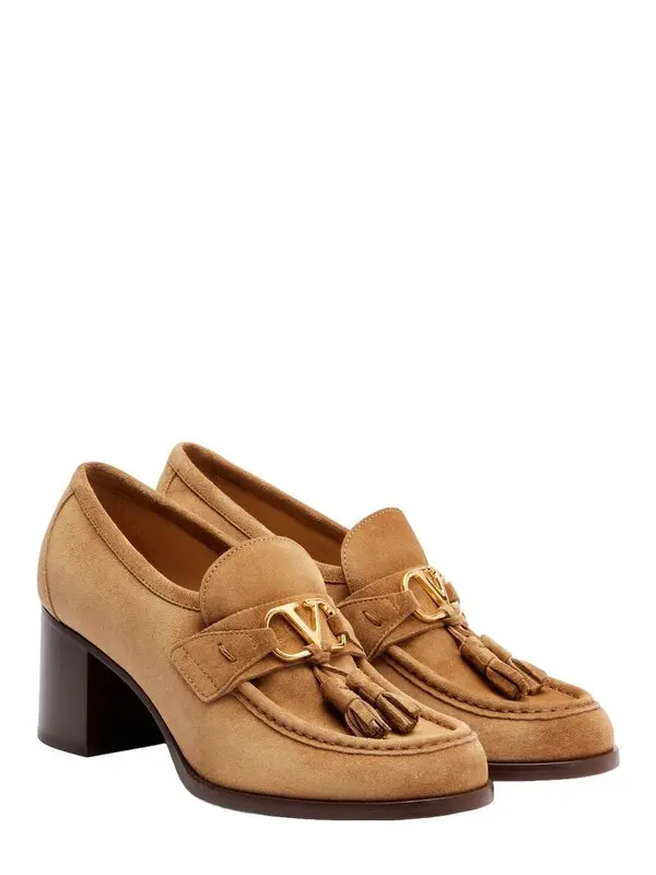 Valentino Garavani Vlogo 60 Suede Loafer Pumps - Brown