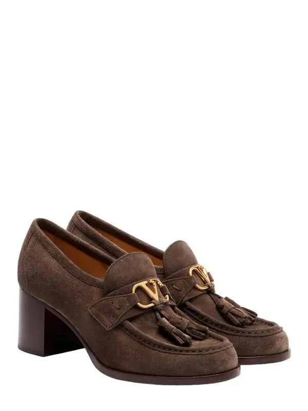 Valentino Garavani Vlogo 60 Suede Loafer Pumps - Brown