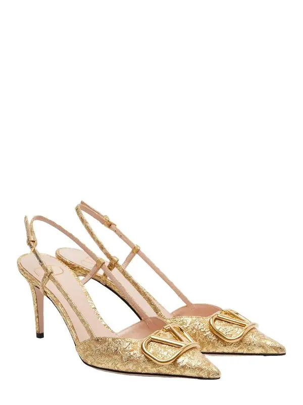 Valentino Garavani Vlogo 80 Jacquard Slingback Pumps - Gold