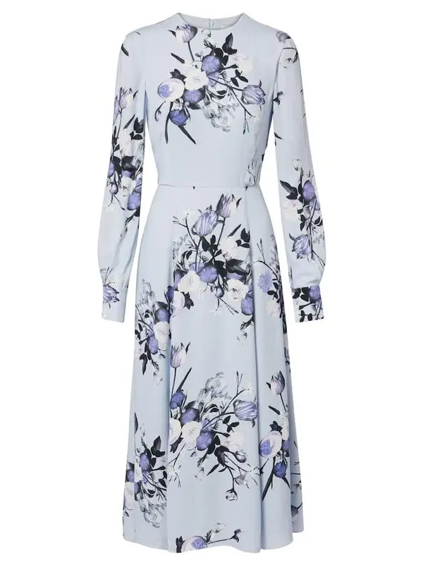 Erdem Floral-printed Midi Dress - Blue
