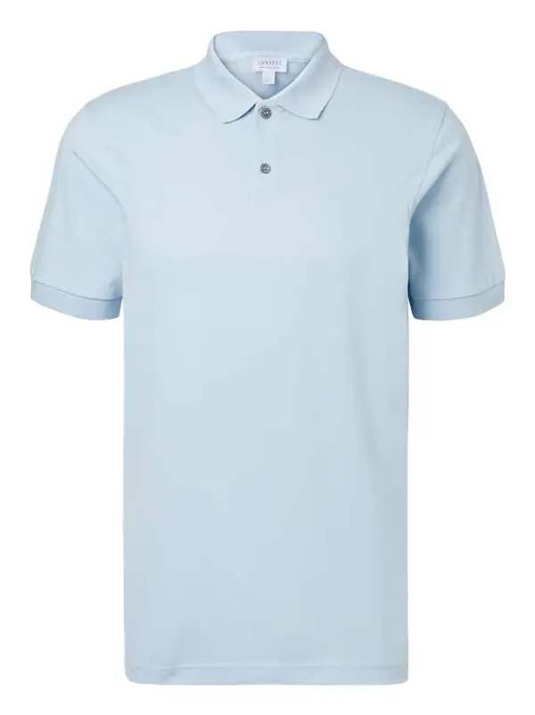 Sunspel Riviera Cotton Mesh Polo Shirt - Blue