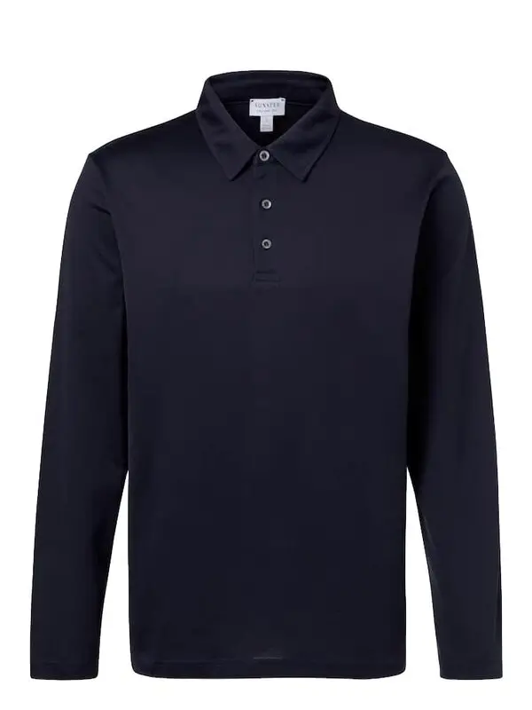 Sunspel Cotton Jersey Polo Shirt - Blue