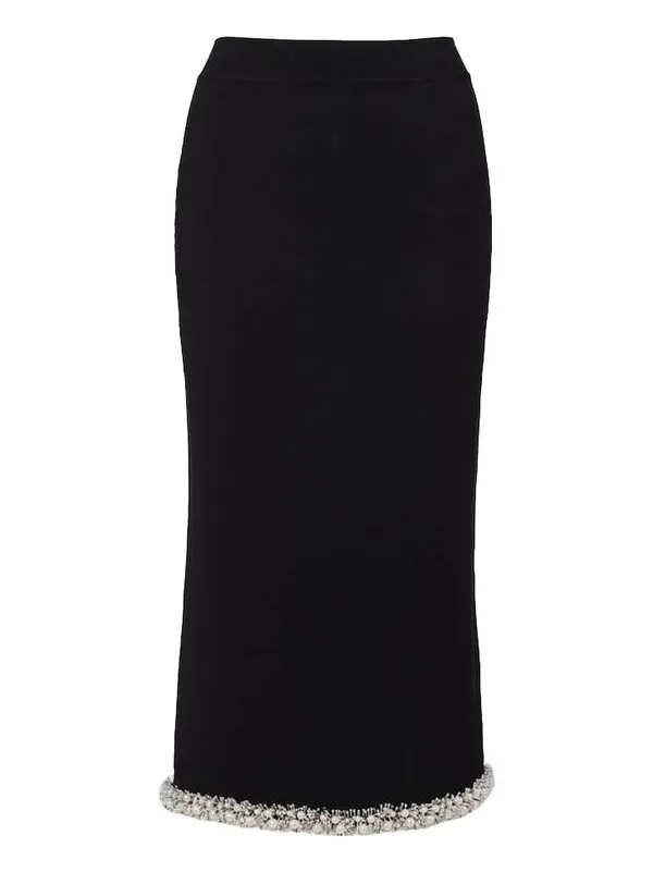 Simkhai Idina Embellished Knitted Pencil Skirt - Black