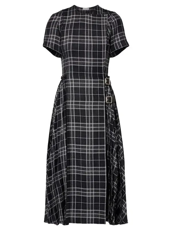 Burberry Meryl Checked Midi Dress - Grey