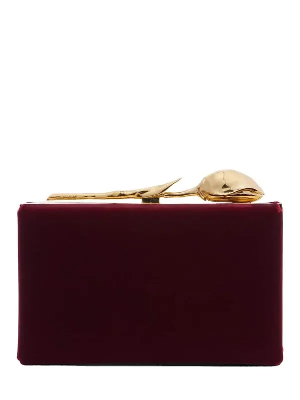 Erdem Bloom Mini Velvet Clutch - Burgundy