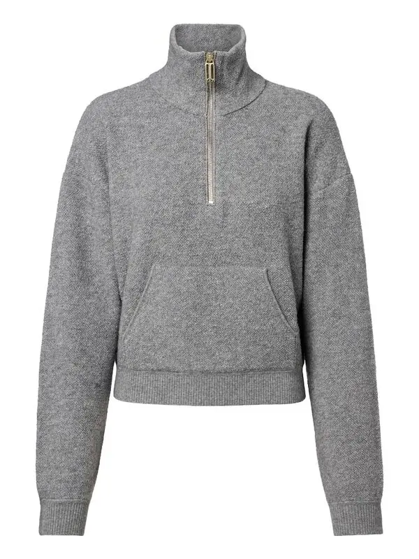 Victoria Beckham Wool And Cashmere Half-zip Sweater - Grey