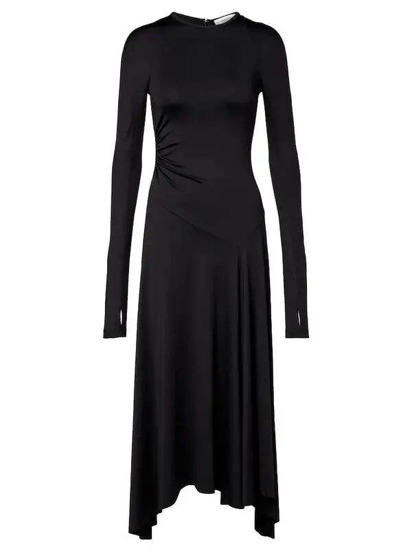 Victoria Beckham Gathered Asymmetric Midi Dress - Black