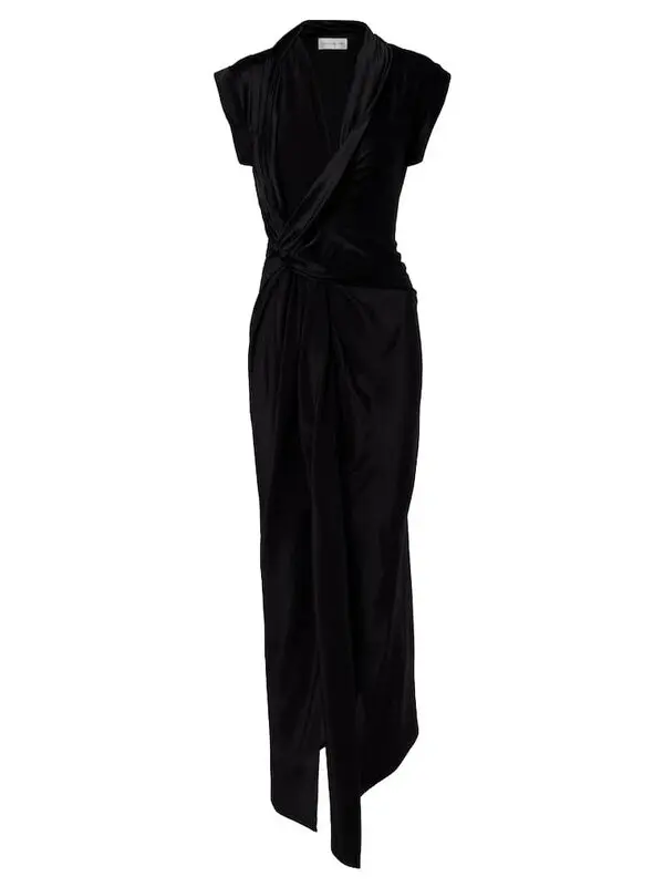 Victoria Beckham Draped Asymmetric Midi Dress - Black