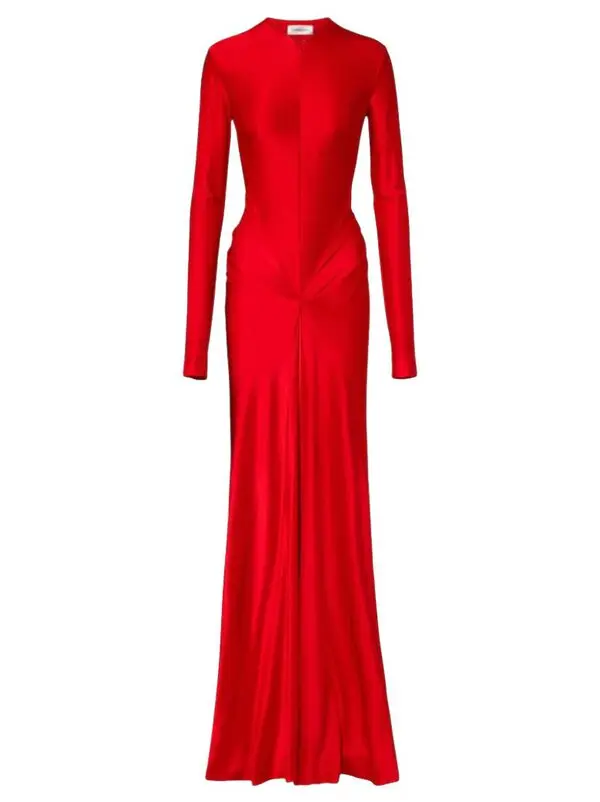 Victoria Beckham Gathe Satin Gown - Red