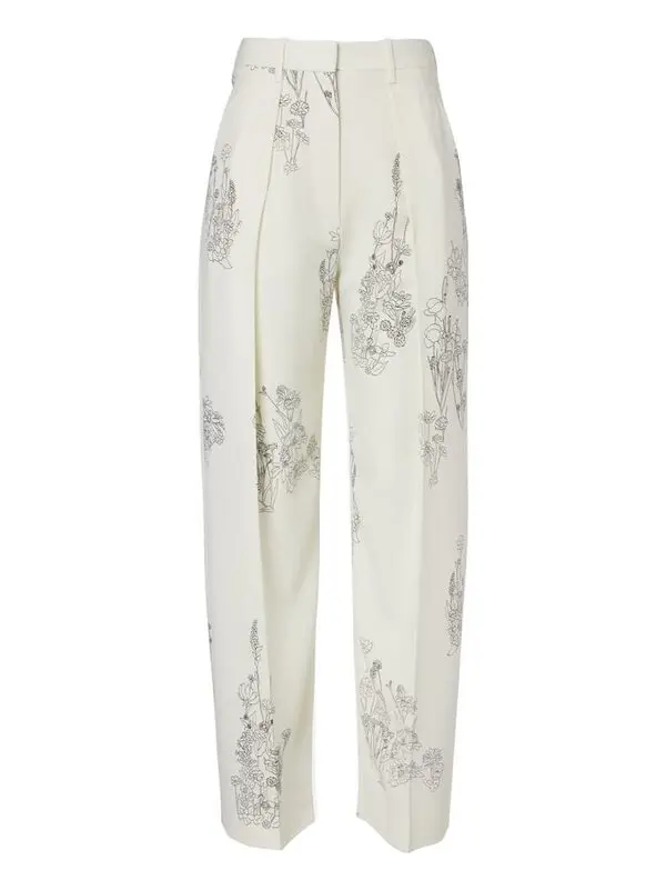 Victoria Beckham Floral Wide-leg Pants - White