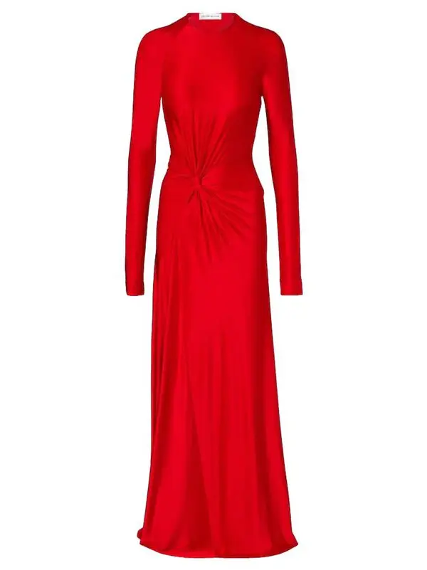 Victoria Beckham Gathered Jersey Maxi Dress - Red