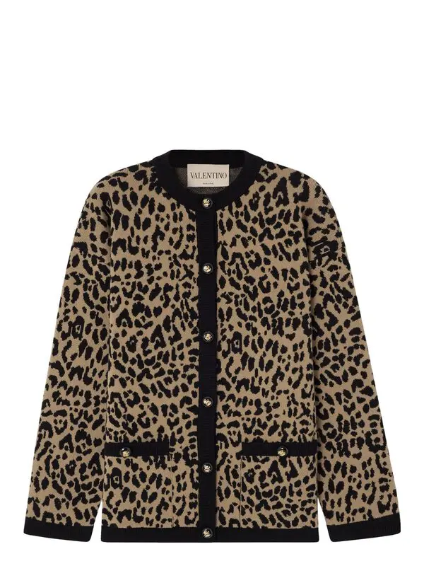 Valentino Garavani Leopard-jacquard Wool Cardigan - Animal Print