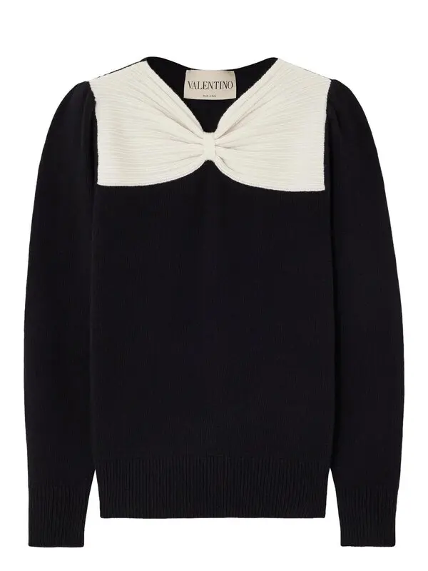 Valentino Garavani Bow-detailed Wool Sweater - Black