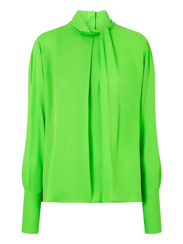 TOM FORD Cutout Draped Pleated Silk-georgette Blouse - Green