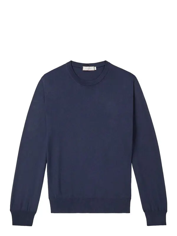 Canali Cotton Crewneck Sweater - Blue