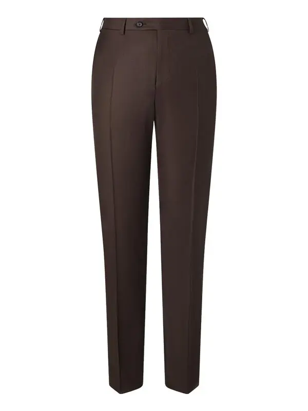 Canali Tapered Wool-twill Suit Trousers - Brown