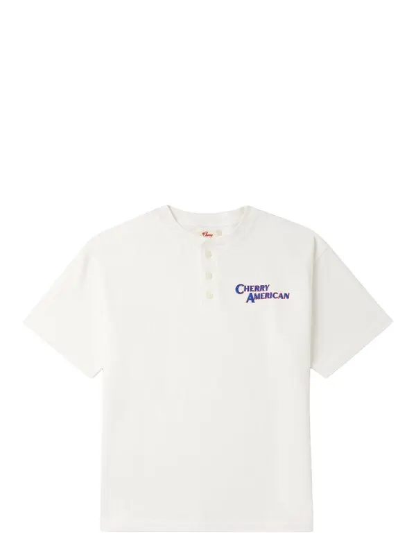 CHERRY LOS ANGELES Logo-print Cotton-jersey Henley T-shirt - White