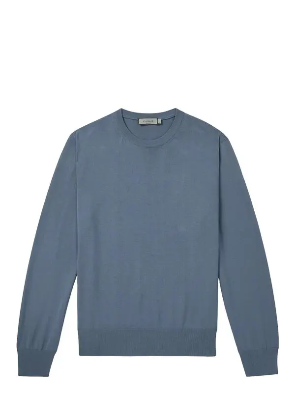 Canali Cotton Crewneck Sweater - Blue