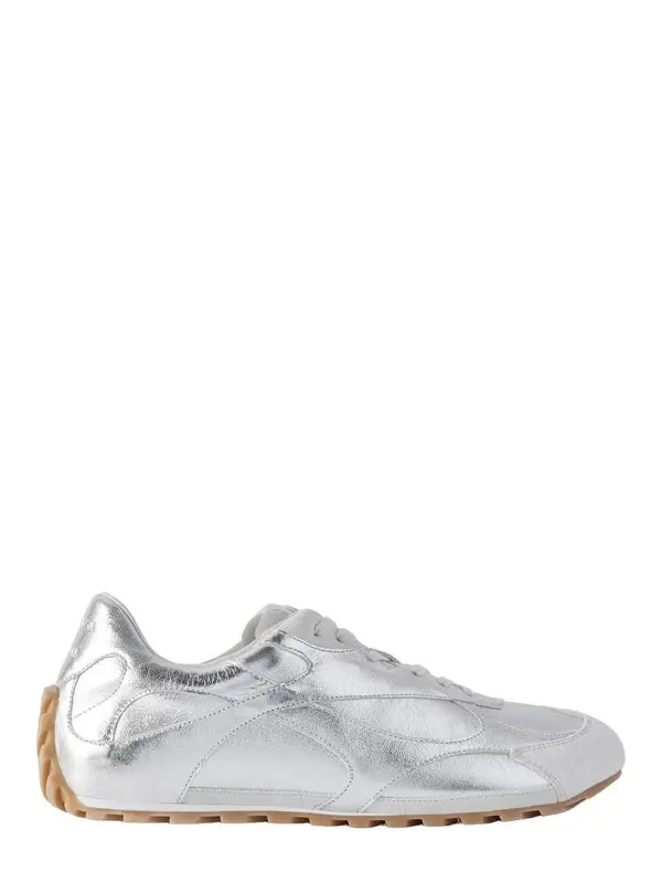 Bottega Veneta Orbit Flash Leather Sneakers - Silver