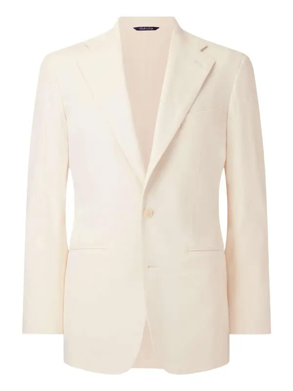 SAMAN AMEL Cotton-blend Twill Suit Jacket - Cream