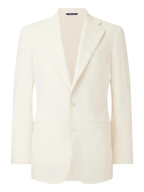 SAMAN AMEL Cotton-blend Twill Suit Jacket - Neutrals